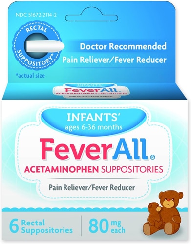 FeverAll Infants Acetaminophen Suppository -- 80 mg - 6 Suppositories ...